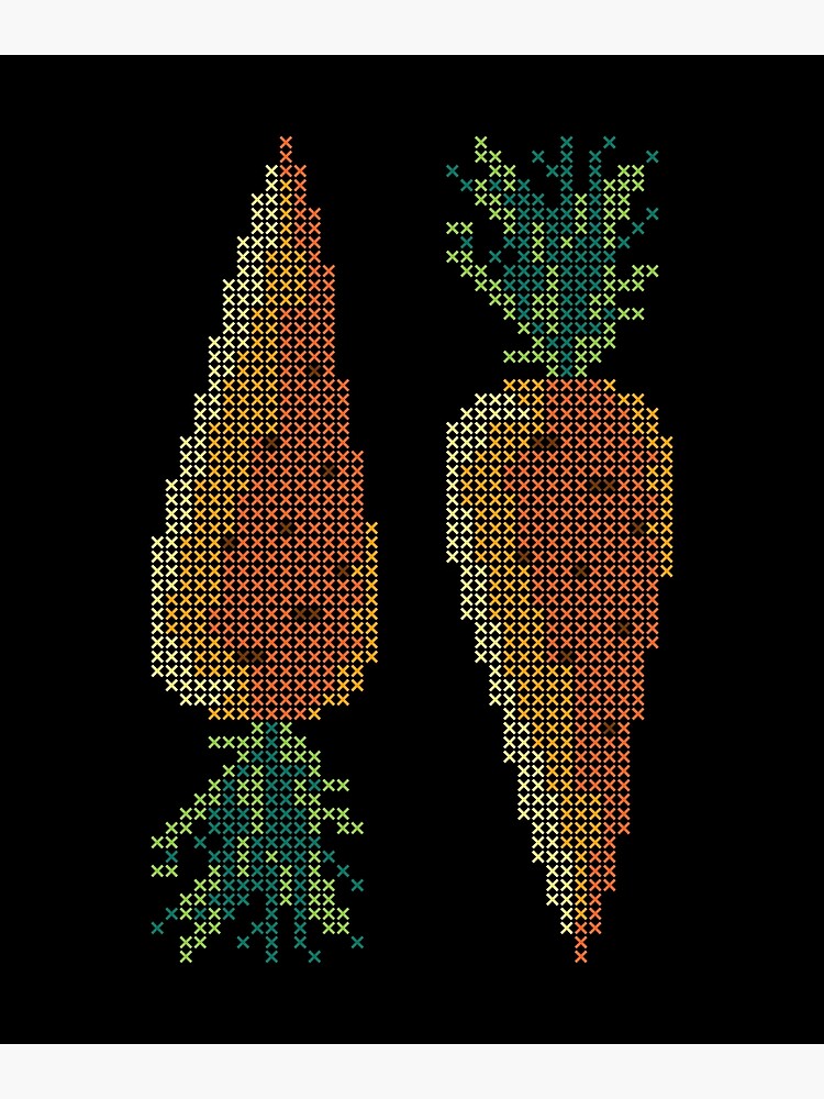 "Garden Carrot - 16 x 58 Count Color Coded Cross Stitch Pattern Chart ...