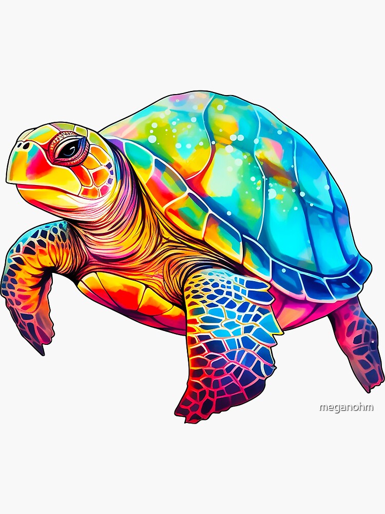 "Colorful Vibrant Watercolor Sea Turtle " Sticker for Sale by meganohm ...
