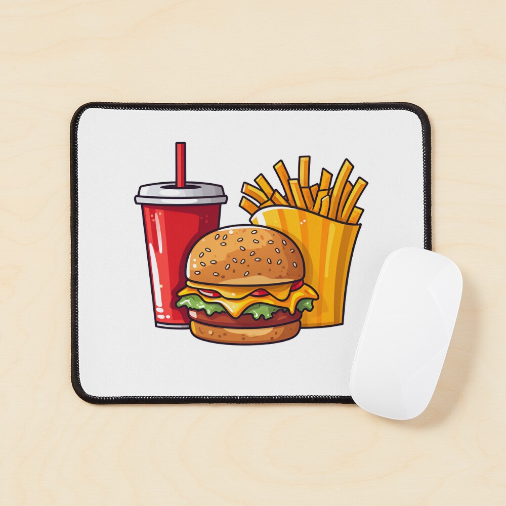 "Cartoon Style Cheeseburger Combo Meal with French Fries and Soda Drink ...