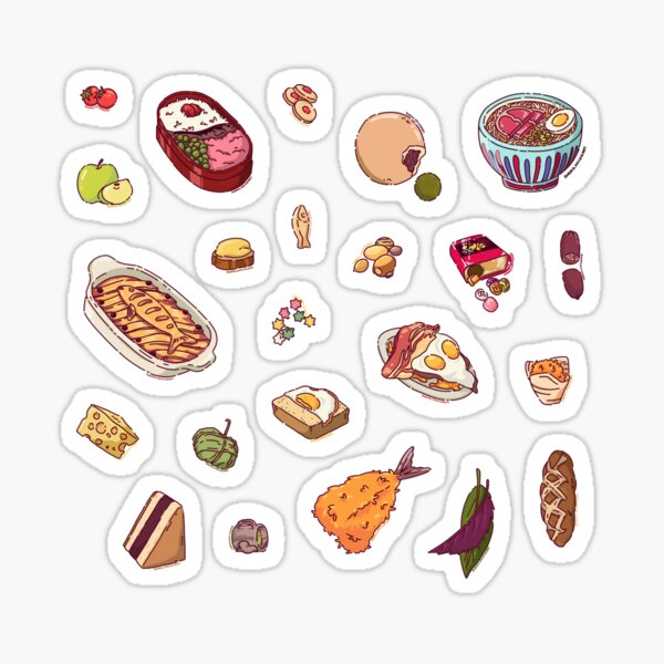 "Anime Food" Sticker for Sale by SherylVHicksArt | Redbubble