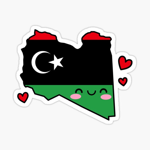 "Libya Flag Map Smile with Love" Sticker for Sale by pixelsparkzone ...