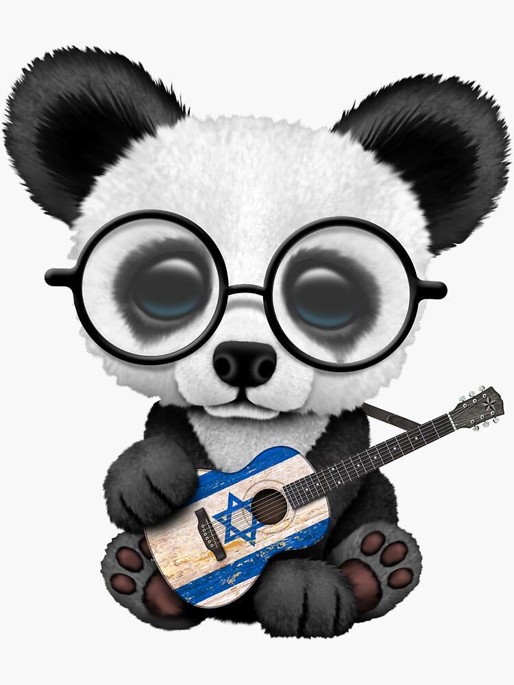 "Baby Panda Playing Israeli Flag Guitar" Sticker for Sale by ...