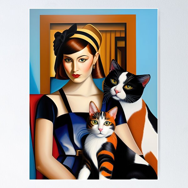 "Tamara de Lempicka style Cats" Poster for Sale by GoogooPop | Redbubble