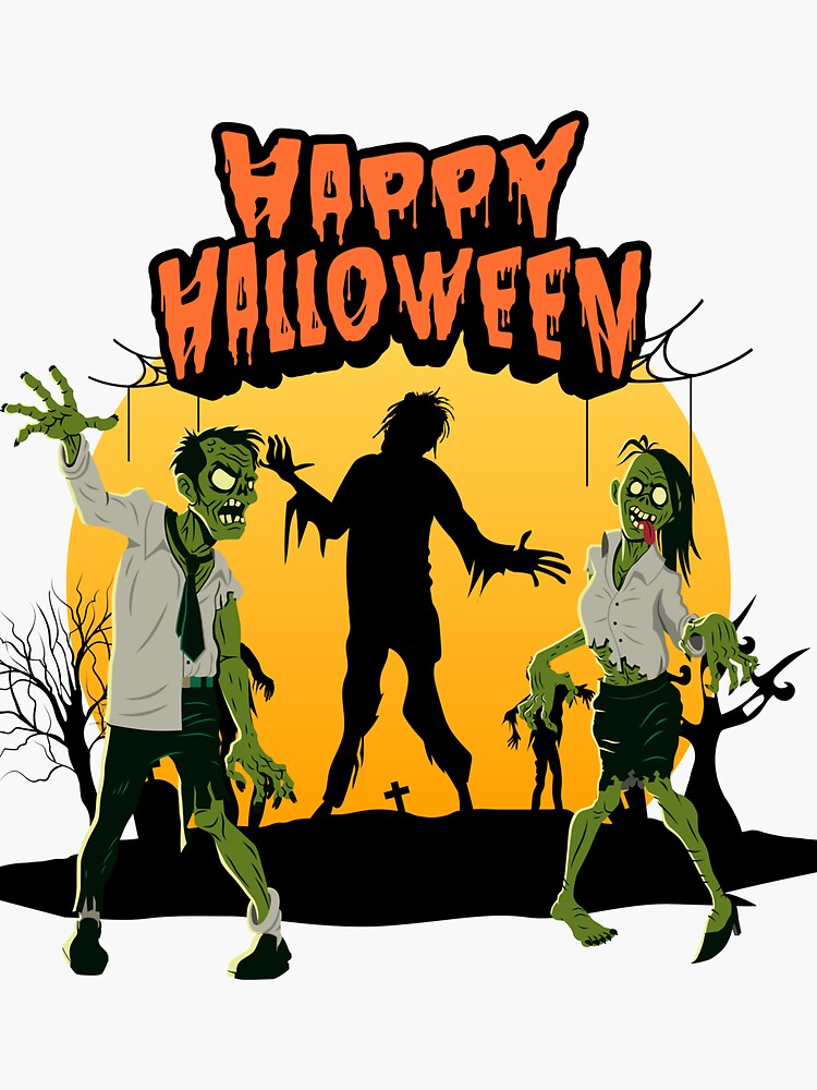 "Happy Halloween zombie" Sticker for Sale by Roman Piankovskyi | Redbubble