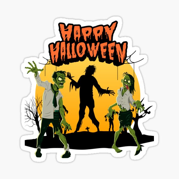"Happy Halloween zombie" Sticker for Sale by Roman Piankovskyi | Redbubble