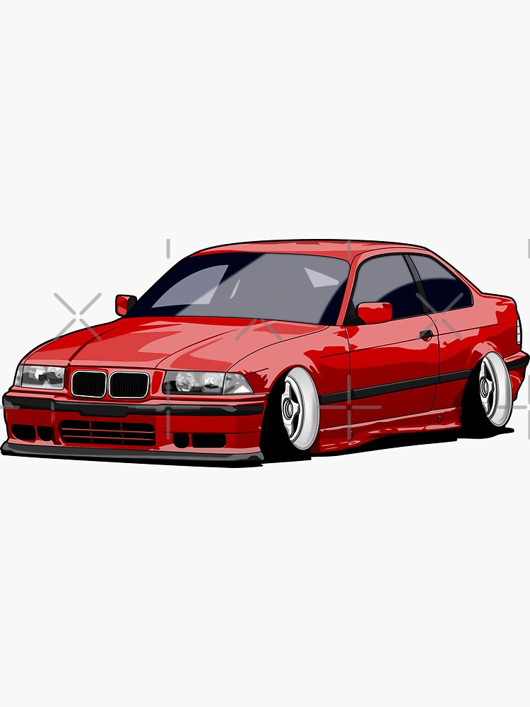 "Stanced (Red)" Sticker by samsgarage | Redbubble