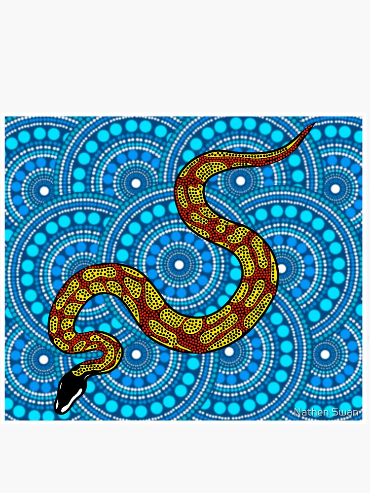 "Indigenous Snake" Sticker by SwanSquad | Redbubble