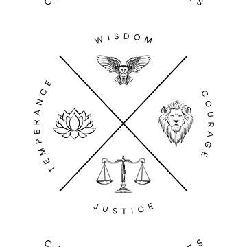 "Cardinal Virtues - The Pillars of Stoicism - white" Art Board Print ...