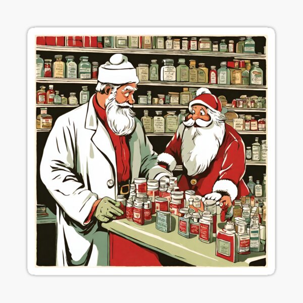 "Pharmacist with Santa Claus" Sticker for Sale by JuliaMaria77 | Redbubble