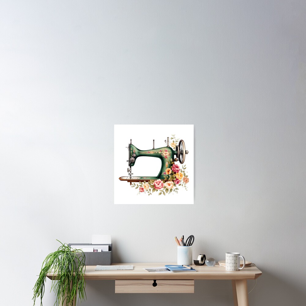 "Vintage Sewing Machine" Sticker by YumeeCraft | Redbubble