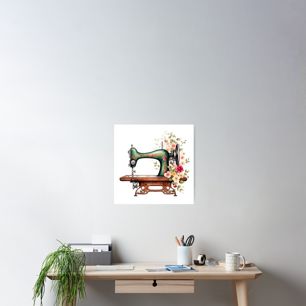 "Vintage Sewing Machine" Sticker by YumeeCraft | Redbubble