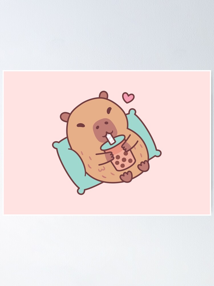 "Cute Capybara Chilling And Drinking Bubble Tea" Poster for Sale by rustydoodle | Redbubble