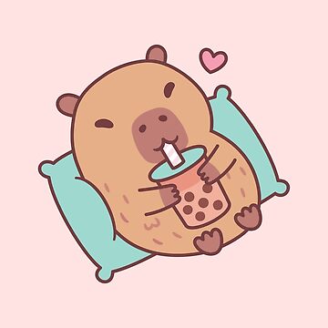 "Cute Capybara Chilling And Drinking Bubble Tea" Sticker for Sale by rustydoodle | Redbubble