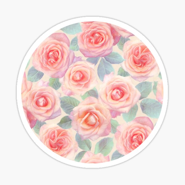 "Oversized Opal Pink and Peach Painted Roses" Sticker for Sale by ...