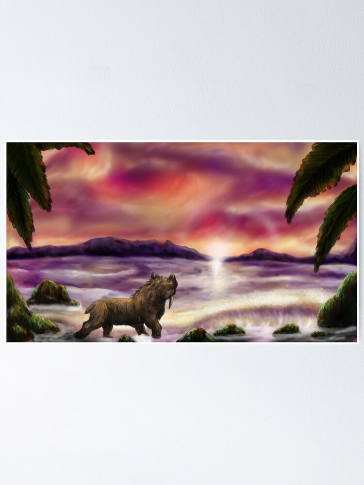 "Smilodon on the sunset walk" Poster by StudioCorvid | Redbubble