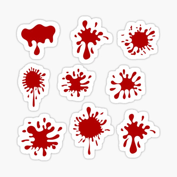 "Red Blood Splatter , blood stains , Blood Splash pack V2" Sticker for ...