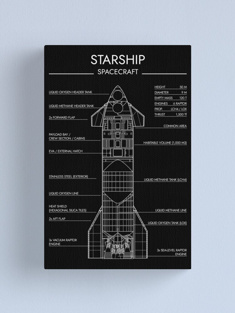"Starship Cutaway (White Stencil - No Background)" Canvas Print for ...
