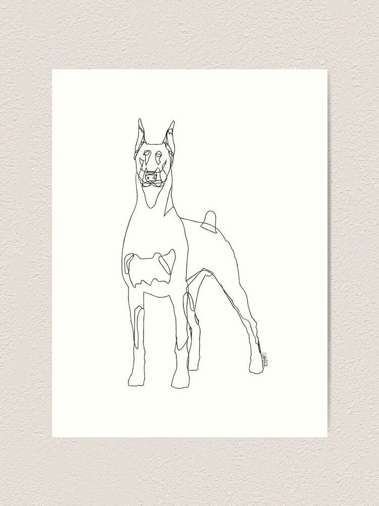 "Doberman Line Drawing" Art Print by TReich03 | Redbubble