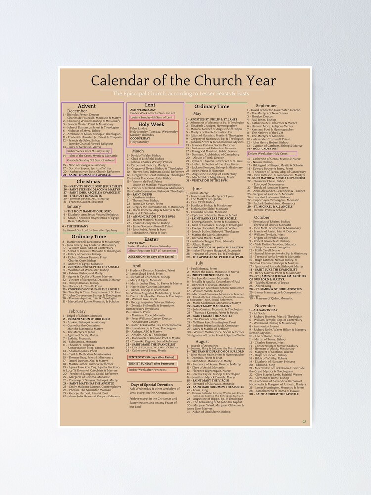 "Church Year Calendar Poster (good for all years)" Poster for Sale by ...