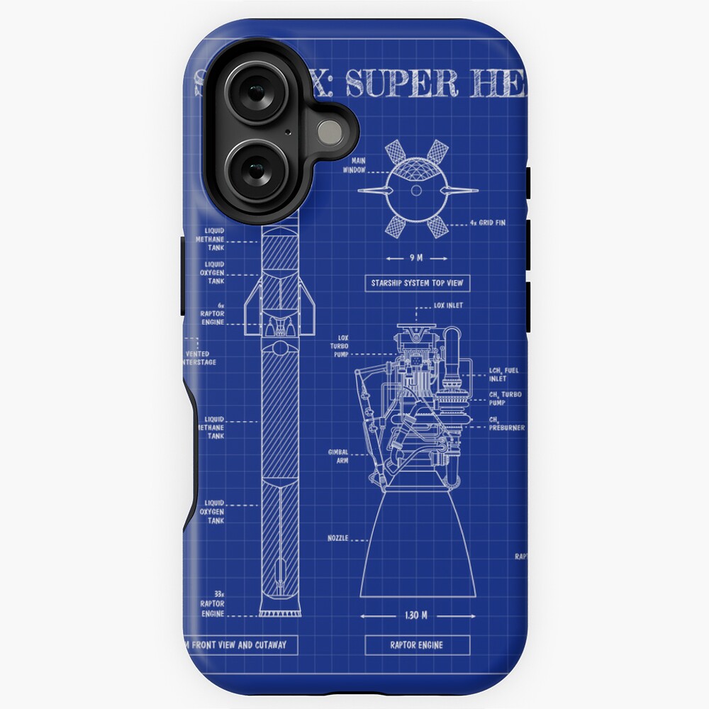 "SPACEX: Super Heavy / Starship (Blueprint)" Poster by BGALAXY | Redbubble