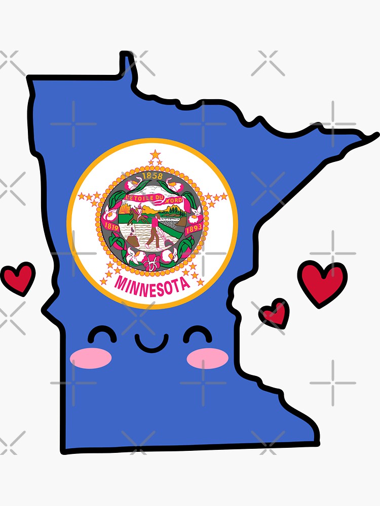 "Minnesota State Flag Map Smile with Love" Sticker for Sale by ...