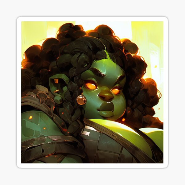 "Beautiful Chubby Green Orc Anime Girl" Sticker for Sale by bubblegoth ...
