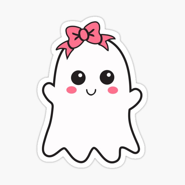"Halloween Ghost With Pink Bow Boo Girls " Sticker for Sale by PARISA ...