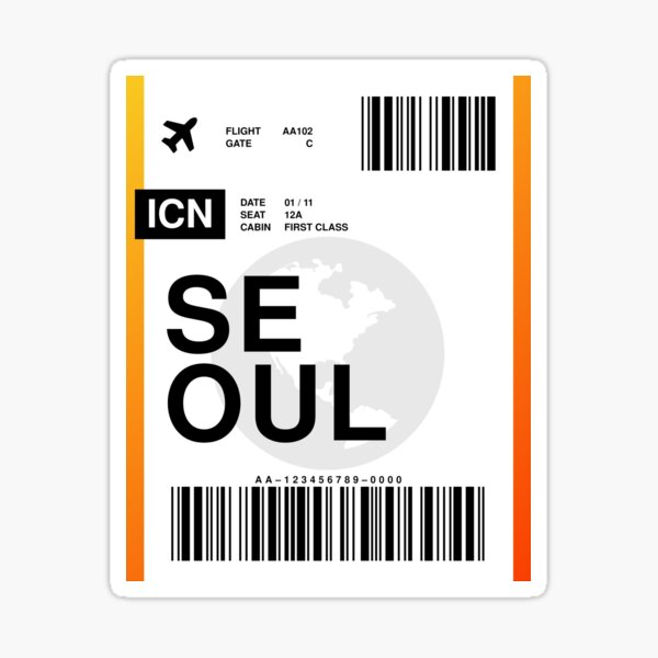 "Seoul Boarding Pass" Sticker for Sale by RabbitK | Redbubble
