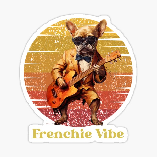 "Retro Frenchie Guitar Lover Jazz Moment Rock Band and Folks for ...