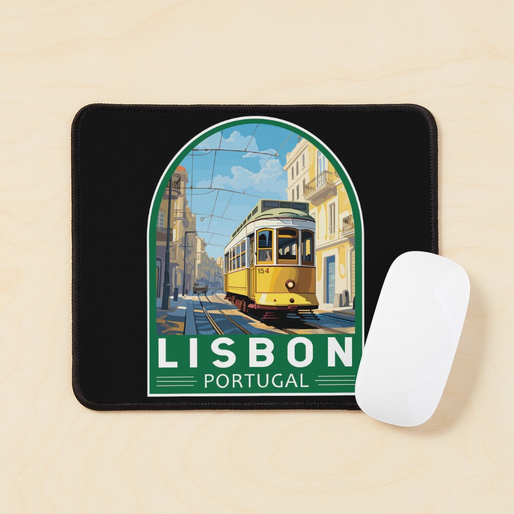"Lisbon Portugal Yellow Tram Travel Art Emblem" Sticker for Sale by ...
