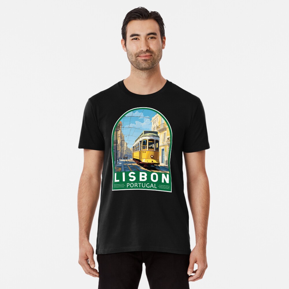 "Lisbon Portugal Yellow Tram Travel Art Emblem" Sticker for Sale by ...