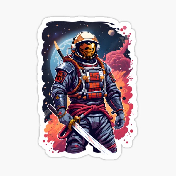 "The Samurai Astronaut " Sticker for Sale by MoonRag | Redbubble