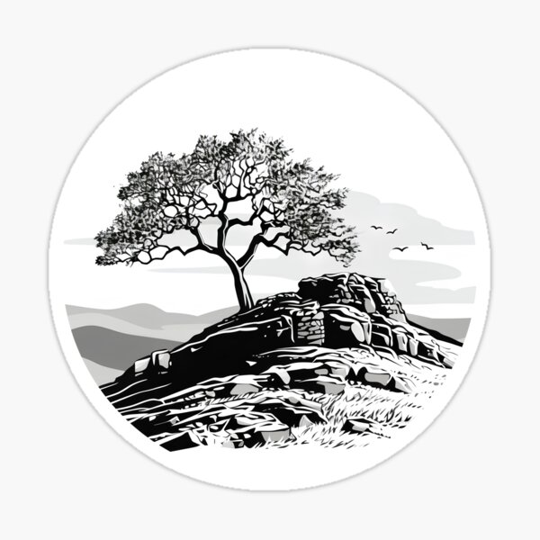 "black and white sycamore gap tree" Sticker for Sale by in-leggings ...