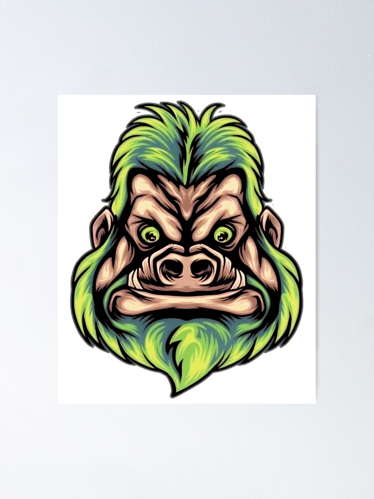 "Gorilla Face Motivational Gym Workout Monkey Animal Meme" Poster for ...