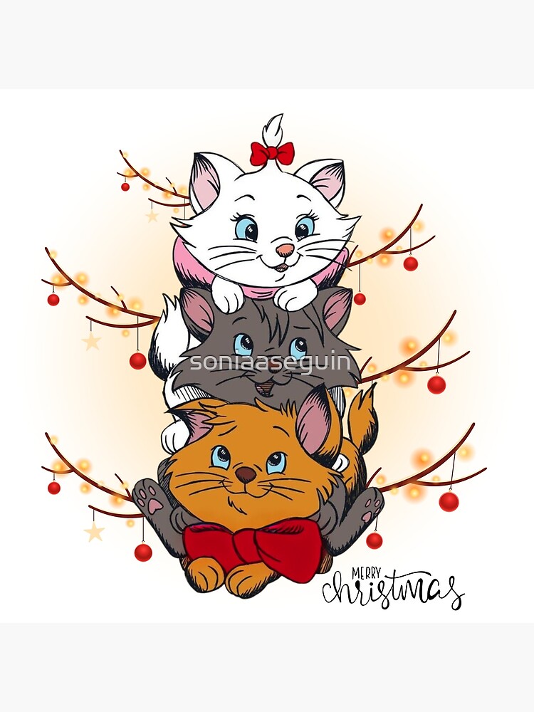 Merry Christmas Marie Cat Aristocats Christmas Version Poster By