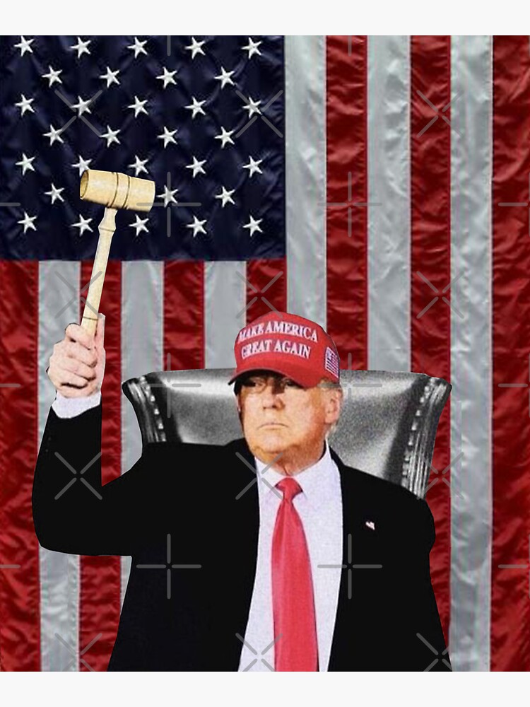 "Donald Trump Holding The Speaker’s Gavel, Lay Down The Hammer" Sticker ...