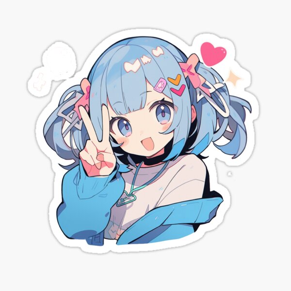 "Anime Girl, Peace Sign" Sticker for Sale by Antivenom27 | Redbubble