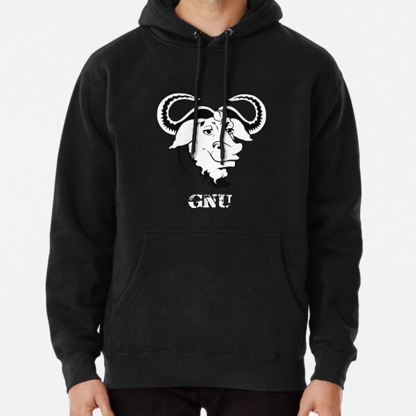 "GNU Head Official Logo Mascot With Word T-Shirt" Pullover Hoodie by ...