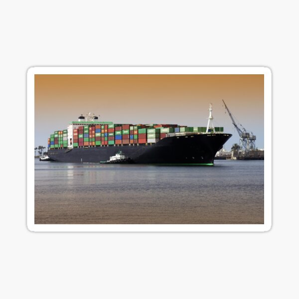"Container ship and tug boat (T605/0077)" Sticker for Sale by ...
