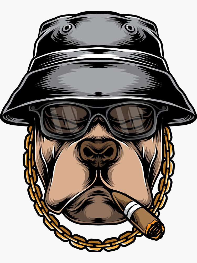 "Bulldog hat smoking, bulldog smoking, cool bulldog smoking" Sticker ...