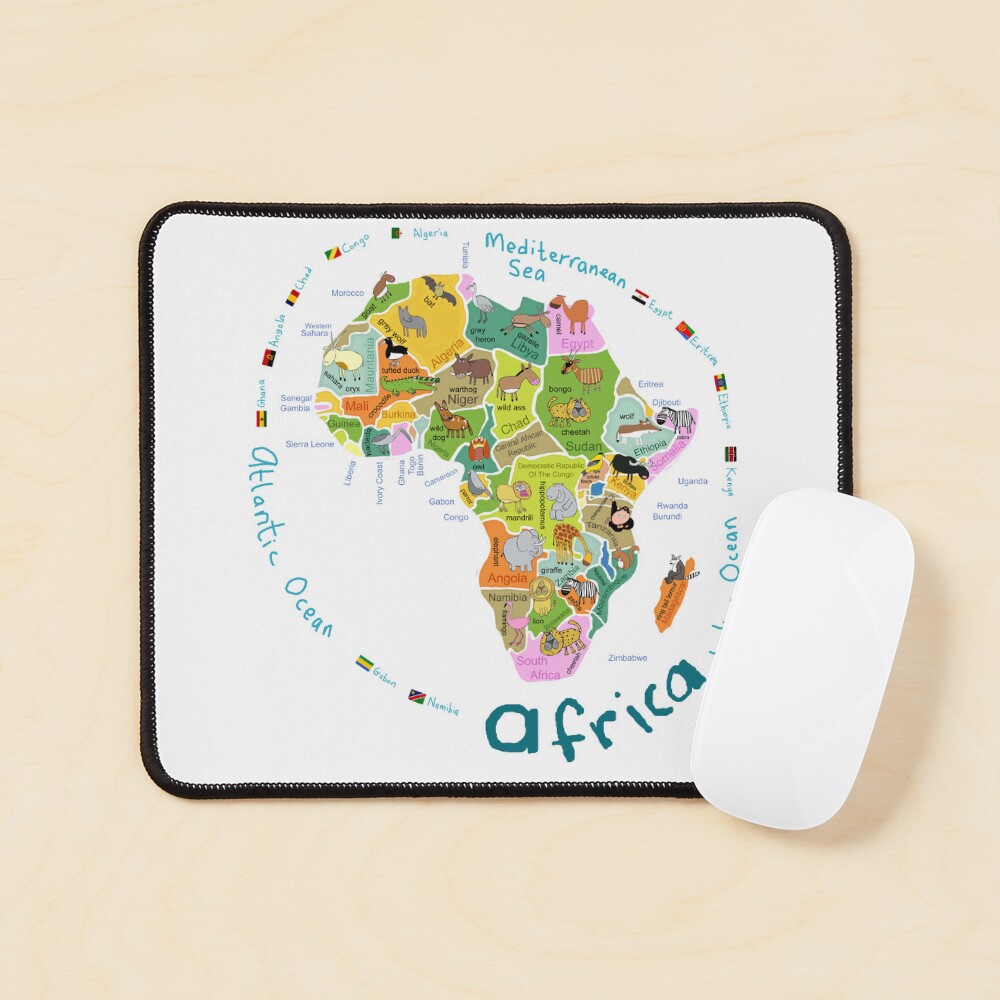 "Africa Map Illustration With Countries And Animals By Carla Daly ...