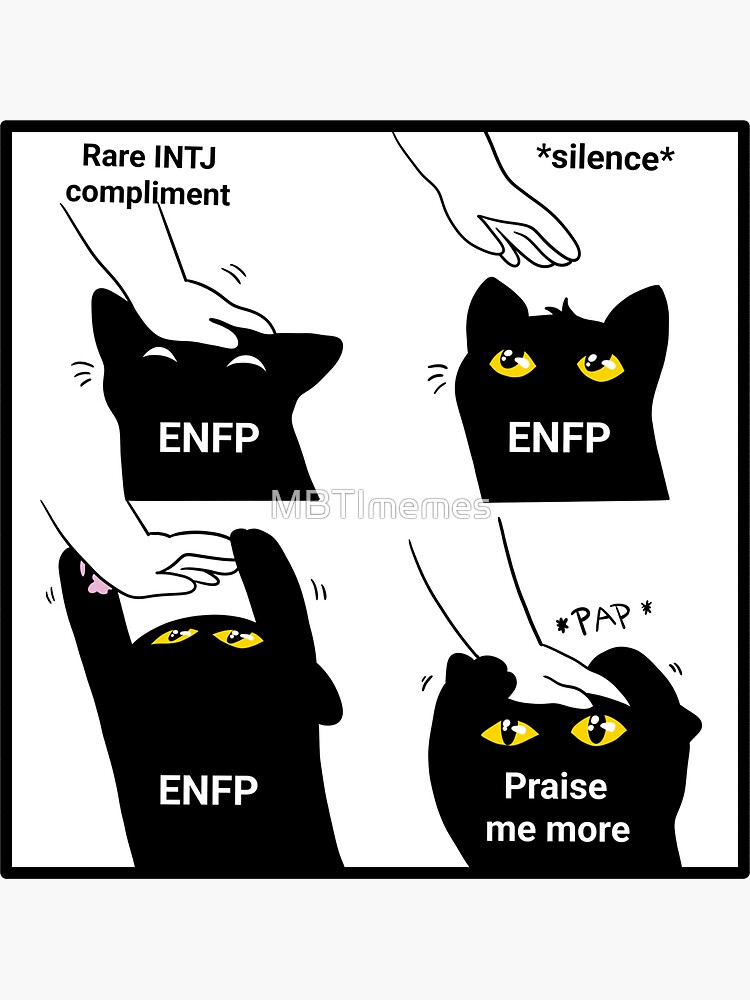 "INTJ complimenting ENFP | INTJ and ENFP relationship | MBTI meme" Sticker for Sale by MBTImemes ...