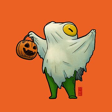 "adorable ghost frog halloween drawing" Sticker for Sale by DingHuArt ...