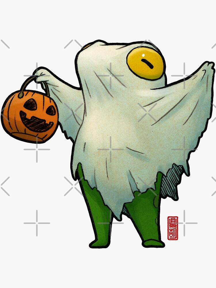 "adorable ghost frog halloween drawing" Sticker for Sale by DingHuArt ...