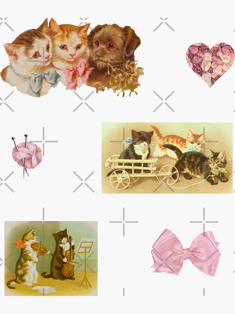 "Cute Coquette Kittens Pack " Sticker for Sale by MaryRose73744 | Redbubble