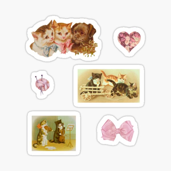 "Cute Coquette Kittens Pack " Sticker for Sale by MaryRose73744 | Redbubble