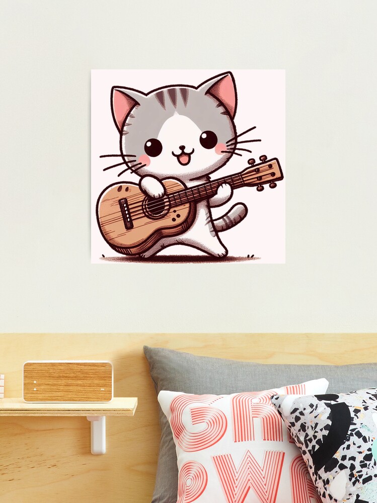 Cat Playing Guitar Drawing