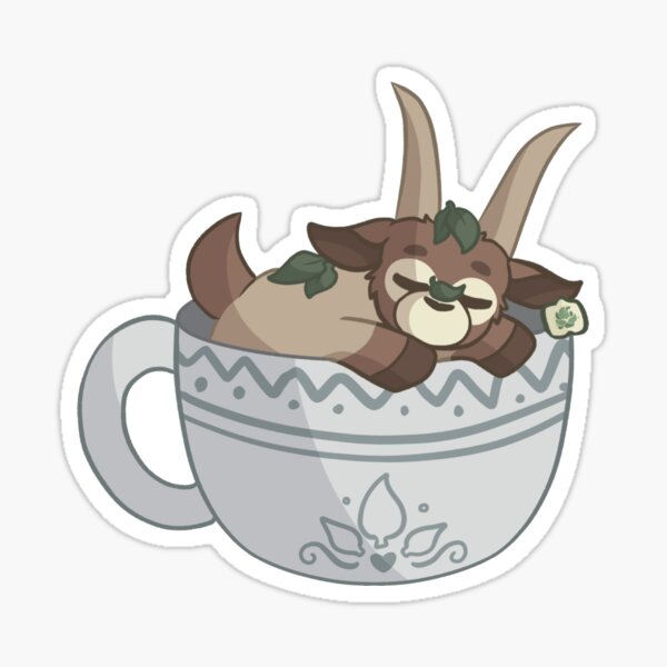 "Teacup Goat (Green Tea)" Sticker for Sale by AyluStudios | Redbubble