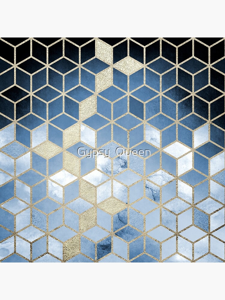 "Shades Of Blue Cubes Pattern" Art Print for Sale by nomadartstudio ...