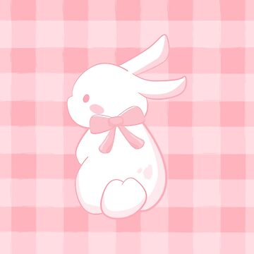 "Pink Cosy Cute Bunny - Bunny Core - Gingham Background" Sticker for ...